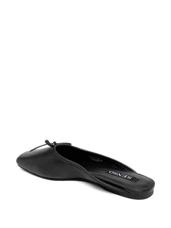 Senso Bennetti Leather Bow Detail Square Toe Mules - Black