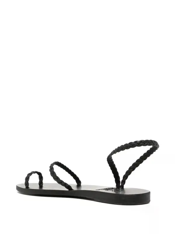 ANCIENT GREEK SANDALS Eleftheria Braided Ankle Strap Sandals - Black