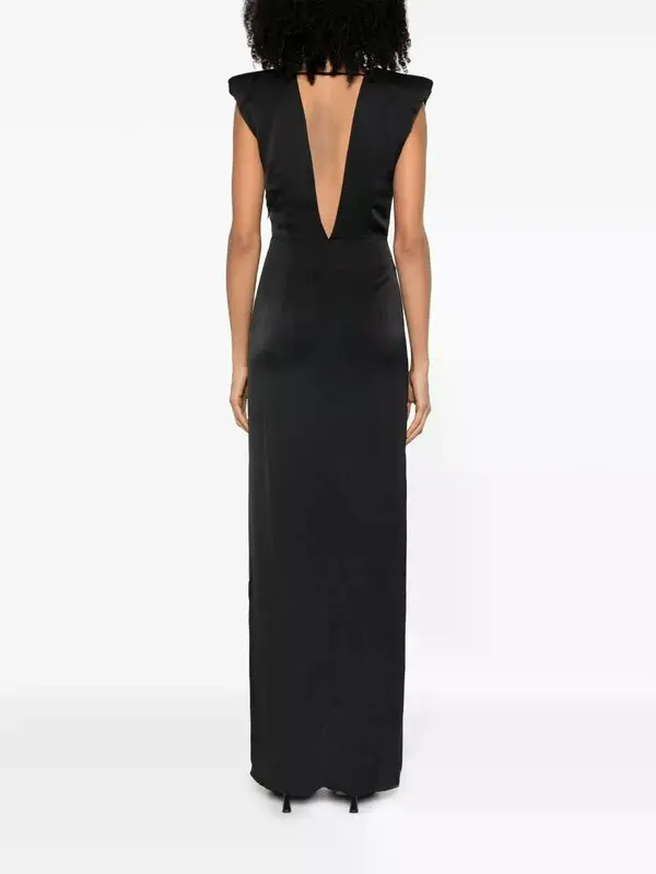 MAISON CLOSE V-neck Satin Maxi Dress