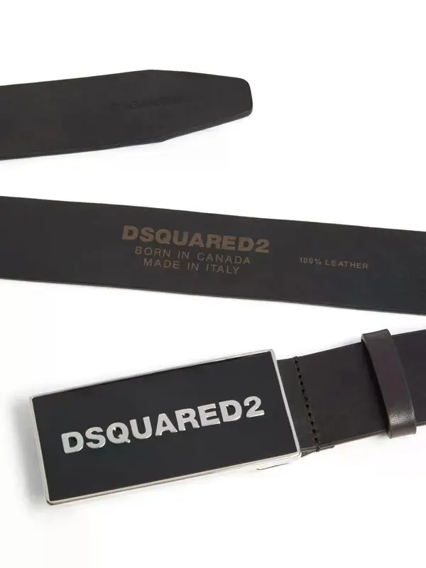 Dsquared2 Logo Plaque Leather Belt