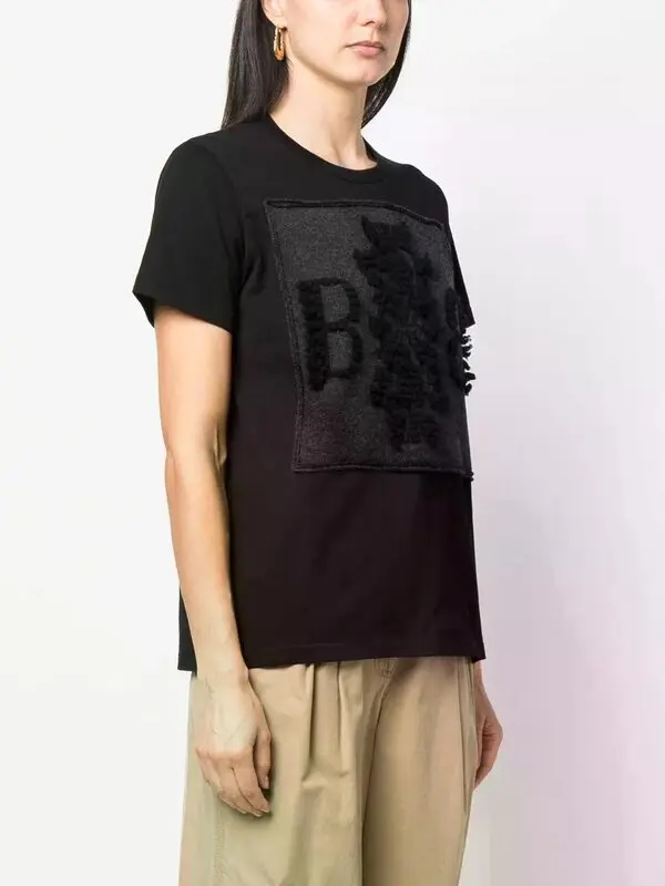 BARRIE Cotton-cashmere T-shirt With Logo Patch And Tassel Detail - Black