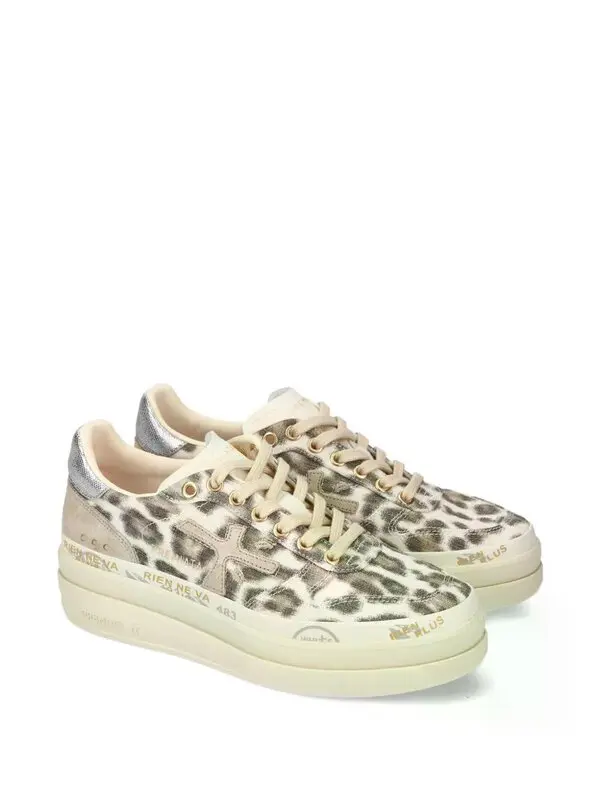 Premiata Leopard Print Lace-up Sneakers - Neutrals