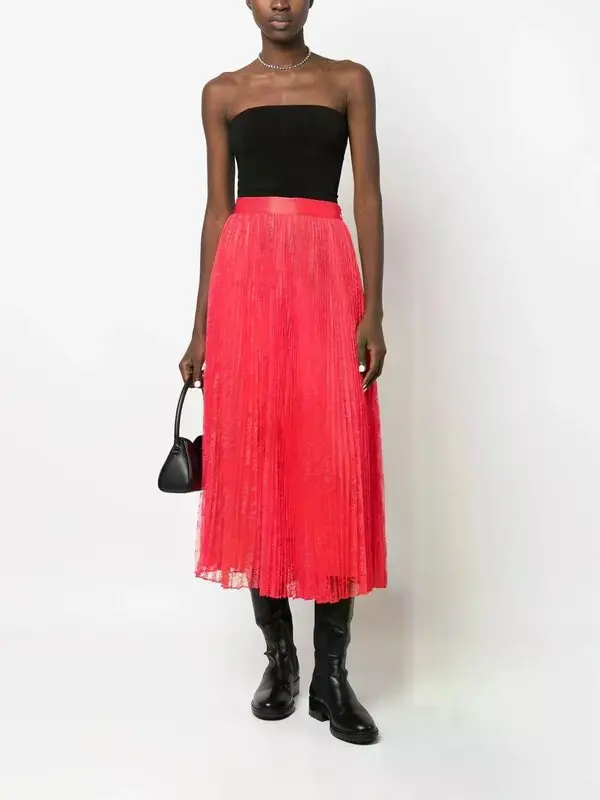 TWINSET Lace-trim Pleated Skirt - Red