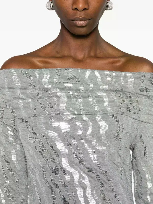 ROTATE BY BIRGER CHRISTENSEN Sequinned Off-the-shoulder Midi Dress