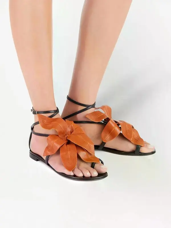 GIUSEPPE ZANOTTI Leather Lilium Flat Sandals