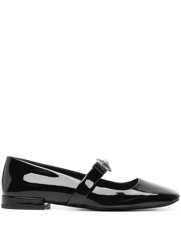 Versace Leather Ribbon Ballet Flats - Black