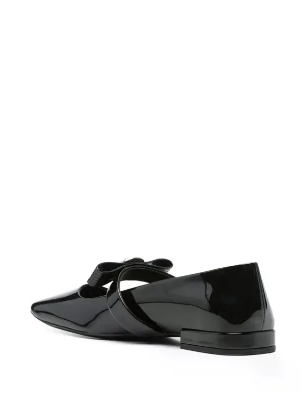 Versace Leather Ribbon Ballet Flats - Black