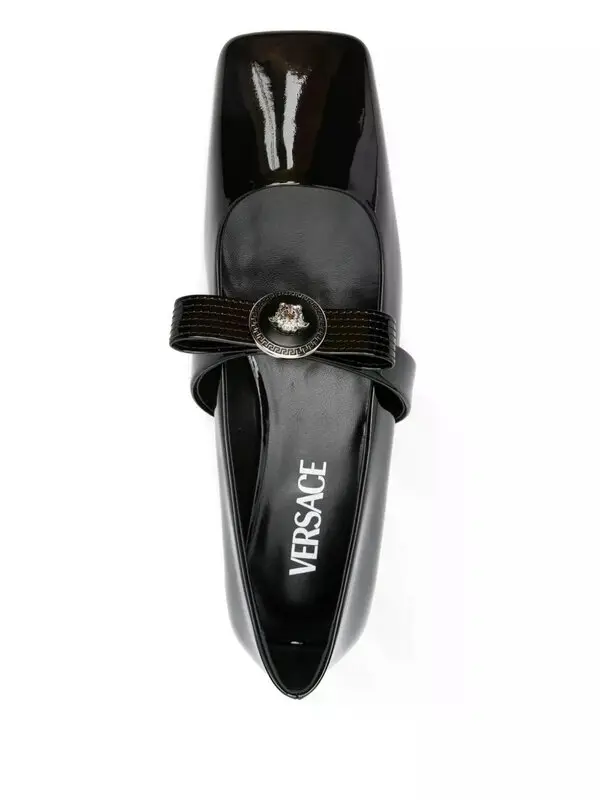 Versace Leather Ribbon Ballet Flats - Black