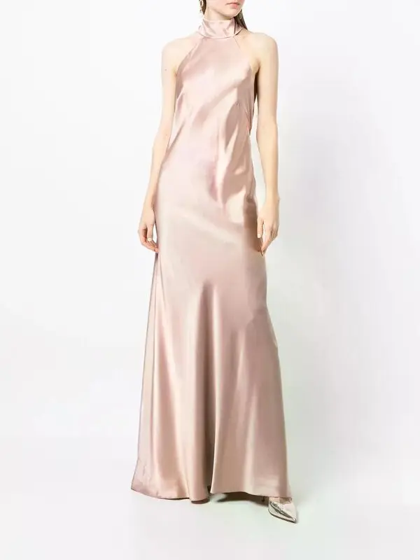 Michelle Mason Silk Backless Gown - Pink
