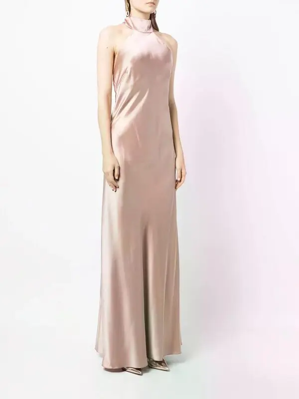 Michelle Mason Silk Backless Gown - Pink