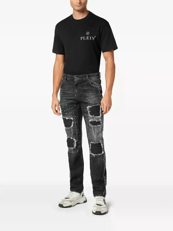 Philipp Plein Embellished Ripped Jeans