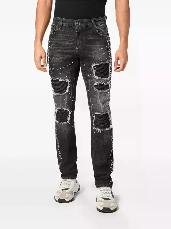 Philipp Plein Embellished Ripped Jeans