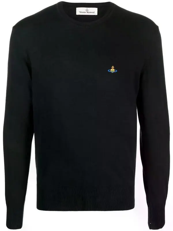 VIVIENNE WESTWOOD Orb-embroidered Fine-knit Jumper - Black