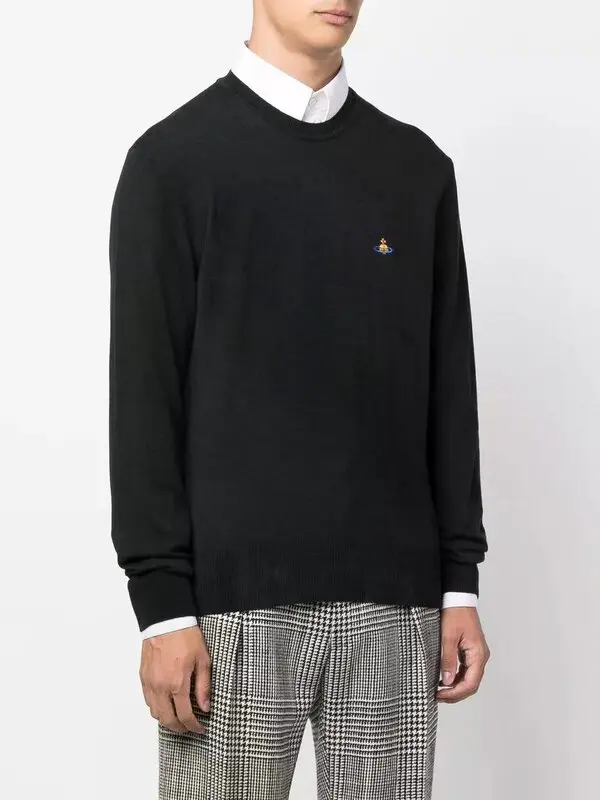 VIVIENNE WESTWOOD Orb-embroidered Fine-knit Jumper - Black