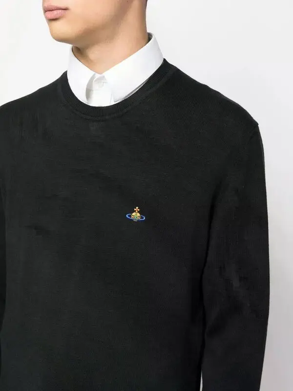 VIVIENNE WESTWOOD Orb-embroidered Fine-knit Jumper - Black