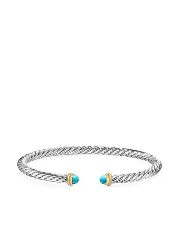 David Yurman 14kt Yellow Gold And Turquoise Flex Cuff Bracelet