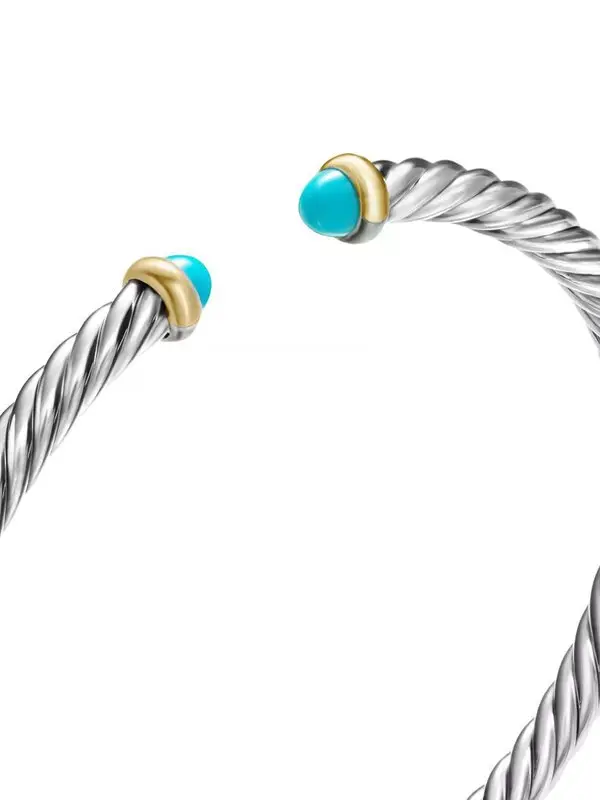 David Yurman 14kt Yellow Gold And Turquoise Flex Cuff Bracelet