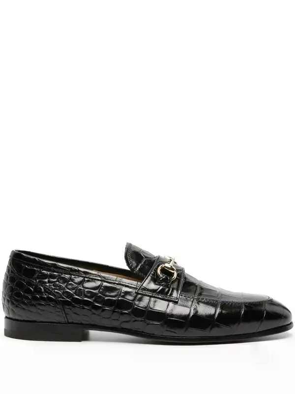 SCAROSSO Crocodile-effect Leather Loafers