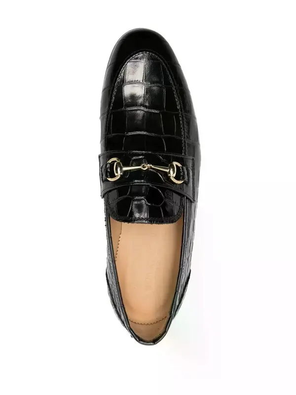 SCAROSSO Crocodile-effect Leather Loafers