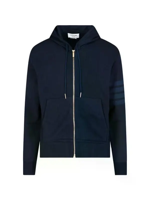 Thom Browne 4-bar Zip-up Loopback-cotton Hoodie - Blue