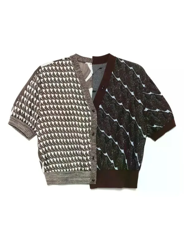 JNBY Panelled V-neck Cardigan - Brown