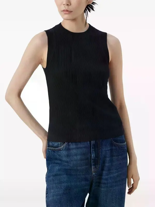 Brunello Cucinelli Contrast Stitch Sleeveless Top