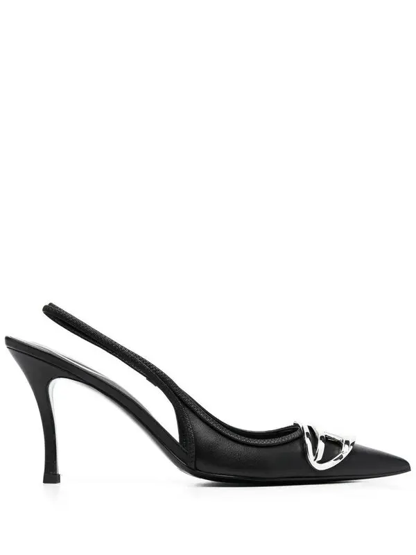 DIESEL® D-venus 80mm Leather Slingback Pumps - Black