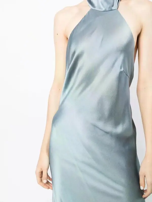 Michelle Mason Backless Halter-neck Tie Gown - Blue