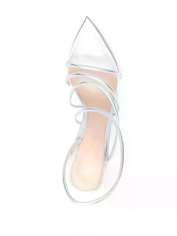 GIANVITO ROSSI Tone Calf Leather Ettie 105mm Stiletto Sandals - Silver