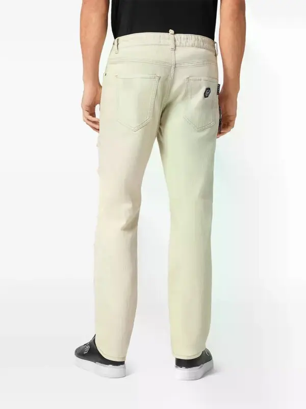 Philipp Plein Light Beige Ripped Detail Jeans