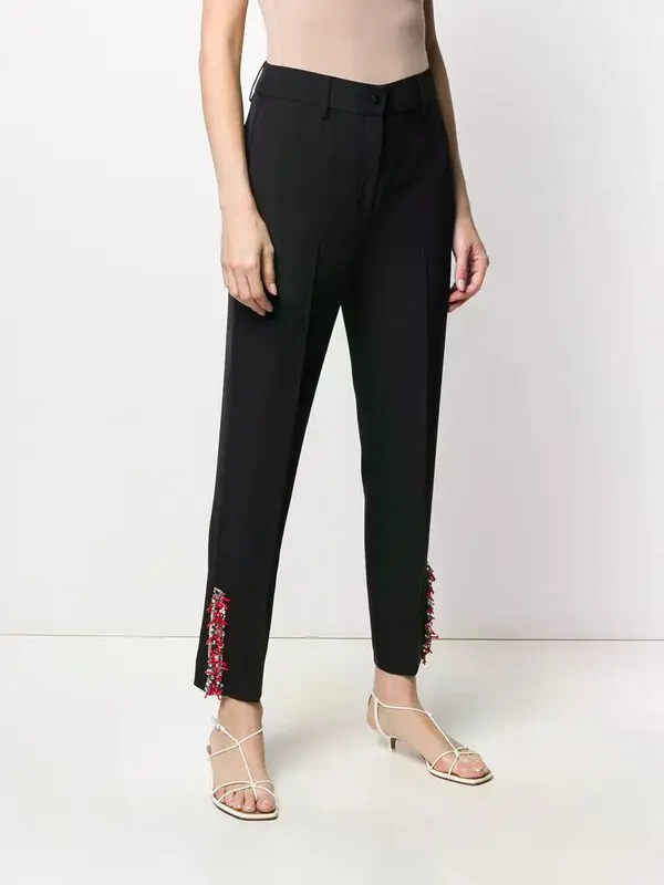 Blumarine High-waisted Embellished Trousers