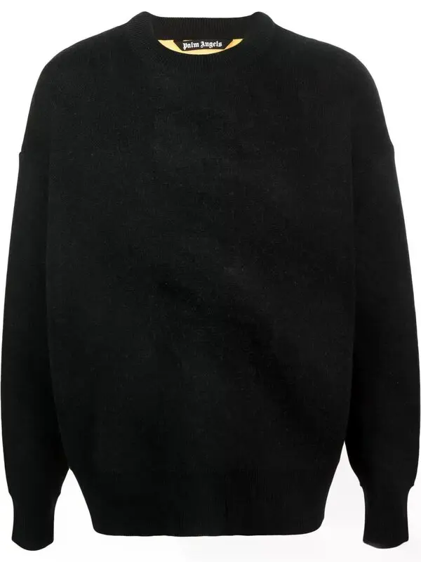 Palm Angels Palm Tree Intarsia Knit Wool Sweater - Black