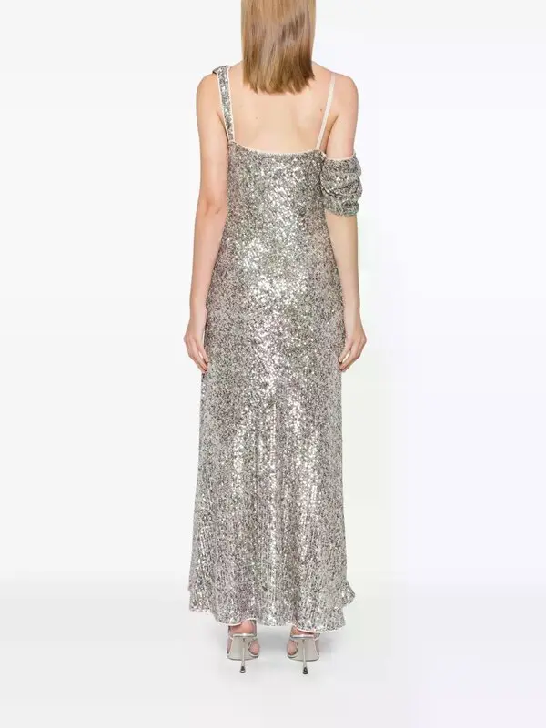 Diane Von Furstenberg Joaquin Maxi Dress In Silver-tone Sequins - Grey
