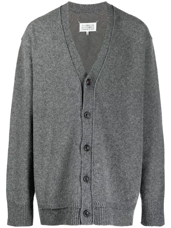 MAISON MARGIELA V-neck Cardigan With Elbow Patches - Grey