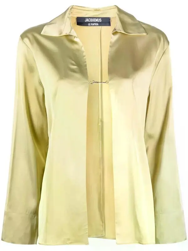 Jacquemus Logo Plaque Satin Blouse - Neutrals