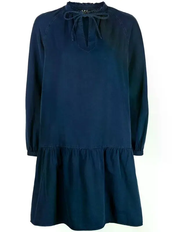 A.p.c. Natalia Cotton-blend Dress With Ruffled Collar