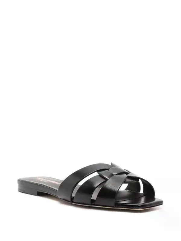 Saint Laurent Tribute Sandals In Smooth Leather - Black