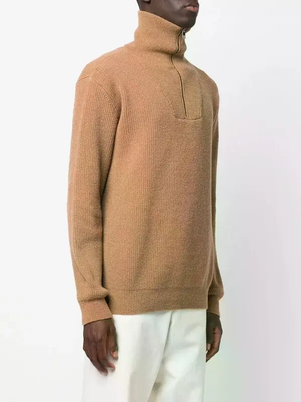 ROBERTO COLLINA Half Zip Ribbed Jumper