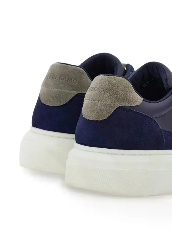 FERRAGAMO Gancini Leather And Suede Low Top Sneakers