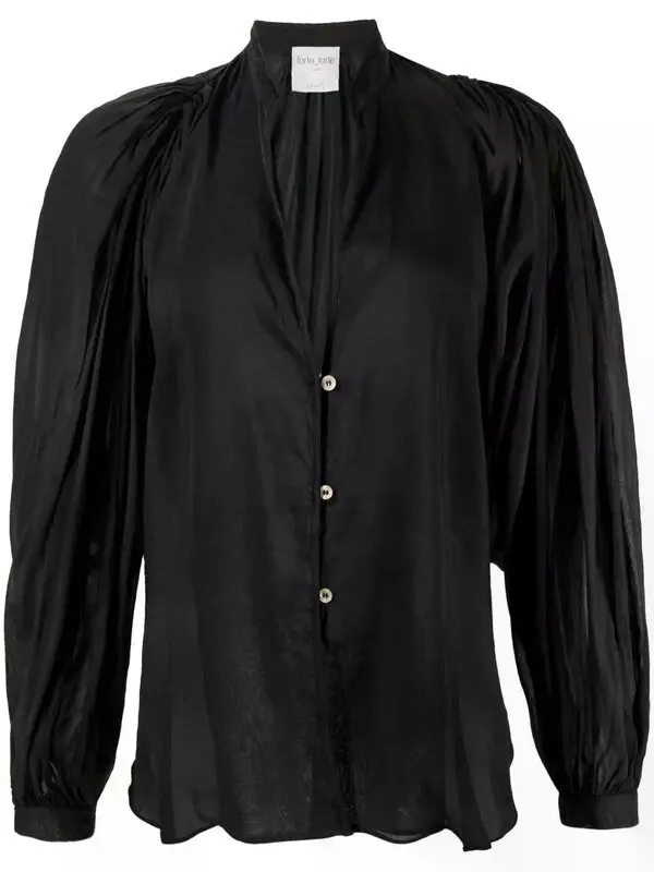 FORTE_FORTE Semi-sheer Balloon Sleeve Blouse