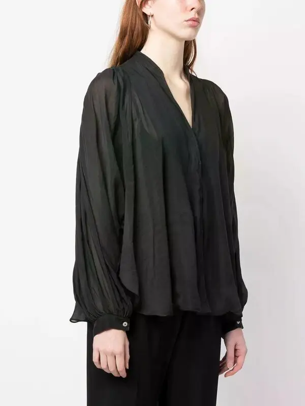 FORTE_FORTE Semi-sheer Balloon Sleeve Blouse