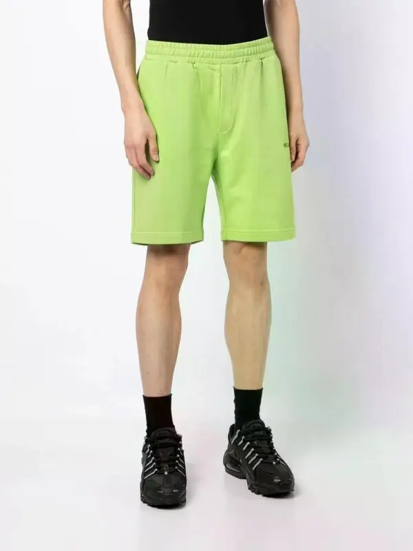 Helmut Lang Logo Print Cotton Track Shorts - Green