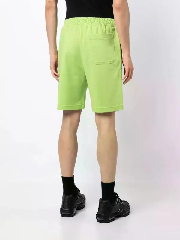 Helmut Lang Logo Print Cotton Track Shorts - Green