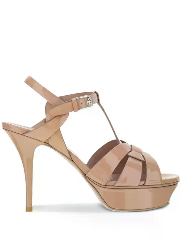 Saint Laurent Tribute Platform Sandals - Neutrals
