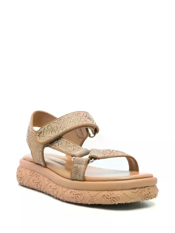 Guess Crystal-embellished Touch-strap Sandals - Neutrals