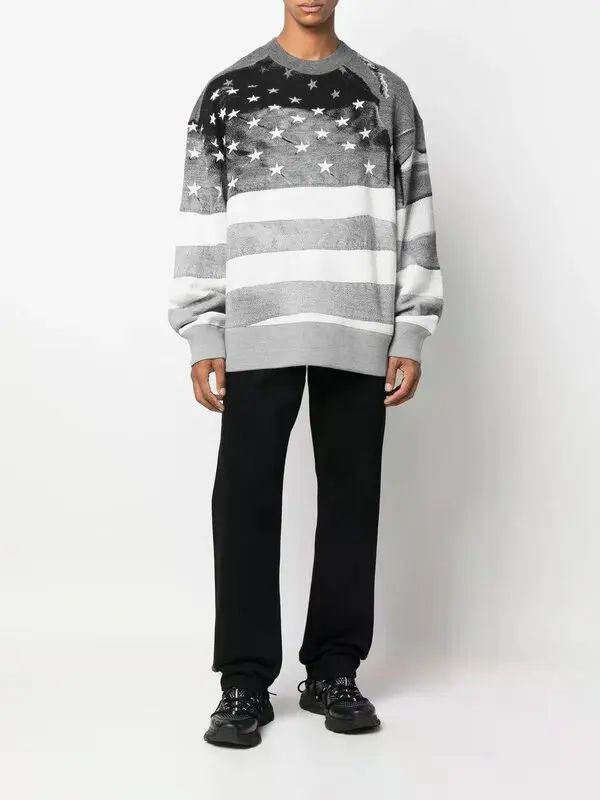 Palm Angels Stars And Stripes Print Crewneck Sweatshirt