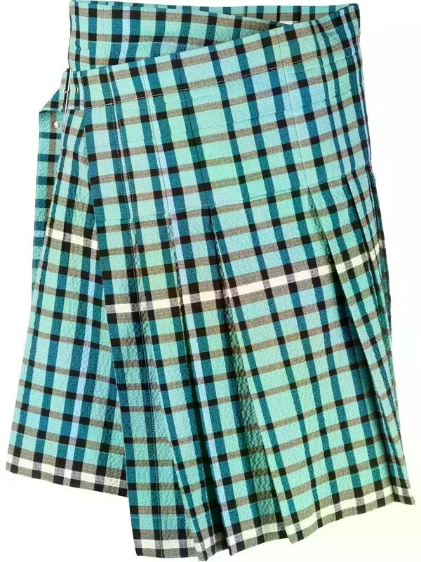CHARLES JEFFREY Tartan Check Pleated Mini Kilt - Blue