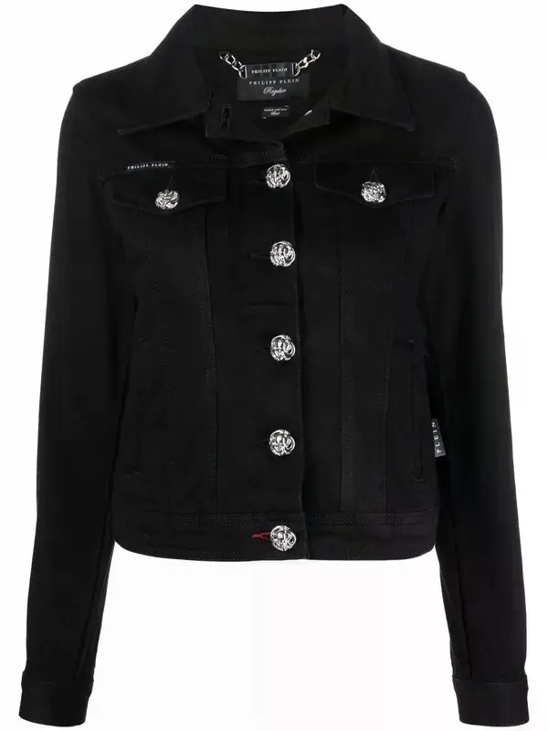 Philipp Plein Logo Plaque Denim Jacket - Black