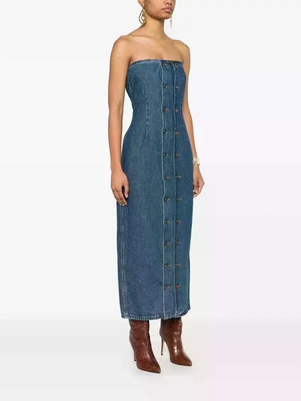 ROTATE BY BIRGER CHRISTENSEN Button-detailed Denim Dress - Blue