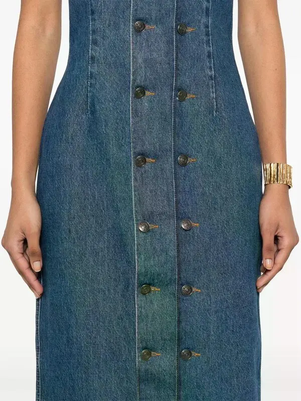 ROTATE BY BIRGER CHRISTENSEN Button-detailed Denim Dress